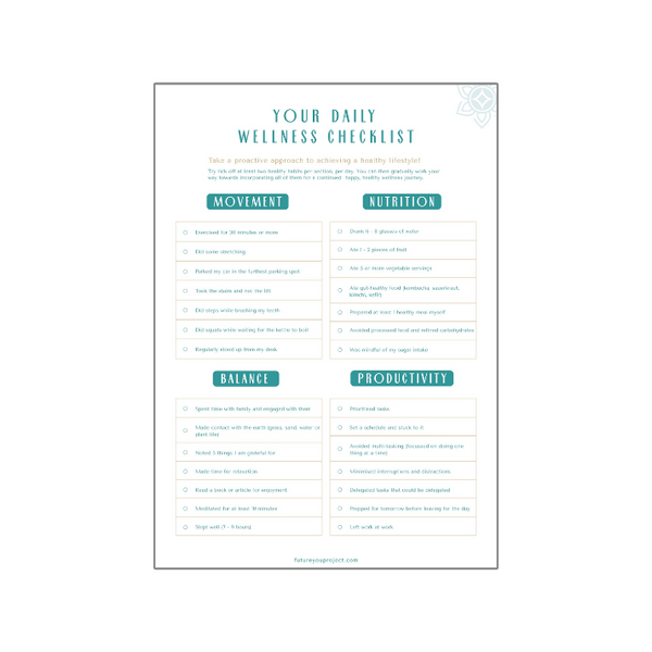 Daily Wellness Checklist - The Future You Project