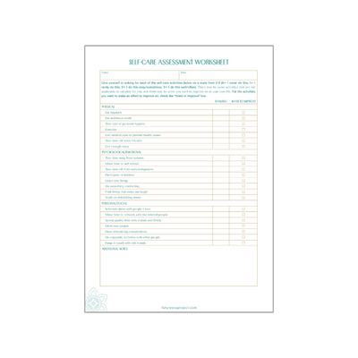 Self-Care Assessment Worksheet - The Future You Project